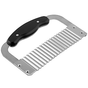 HIC Wavy Crinkle Cutting Tool Serrator Salad Chopping Knife and Vegetable French Fry Slicer, Steel Blade, 7.25-Inches x 5-Inches