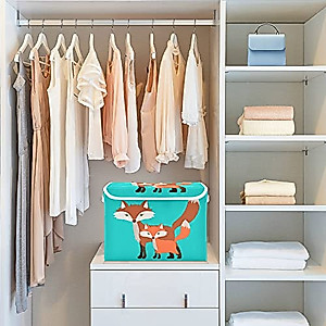 innewgogo Fox Storage Bins with Lids for Organizing Organizer Containers with Handles Oxford Cloth Storage Cube Box for Home
