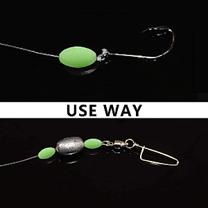 OROOTL Glow Beads Fishing Saltwater, 100pcs Hard Plastic Luminous Fishing Beads Green White Fish Beads Assortment Oval Egg Bead Lures Sea Fishing Tool