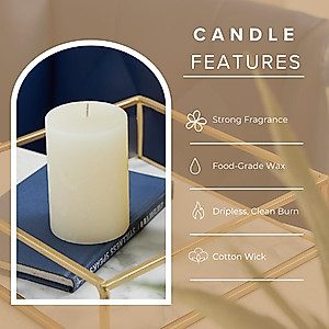 Simply Soson Warm Vanilla Sugar Scented Candle for Home - Set of 3-3x4 Ivory Pillar Candle - Scented Candle Gift, Aromatherapy Candle, Candles for Home Scented, Candles for Women, Fall Candles