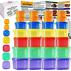 Portion Control Container and Food Plan (Labeled 28 Pcs) - 21 Day Portion Control Container Kit- 21 Day Tally Chart with e-Book