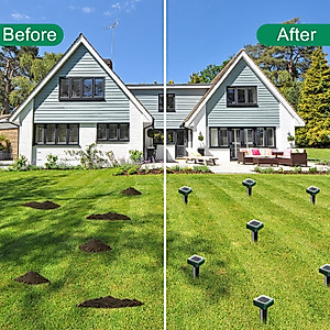 Mole Repellent Solar Powered, 10 Pack Solar Mole Repellent Ultrasonic for Vole, Snakes, Gopher, Waterproof Sonic Mole Deterrent Spikes,Snake Gopher Vole Repellent for Garden and Yard