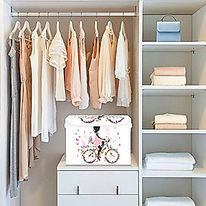 CaTaKu Romantic Butterflies Storage Bins with Lids and Handles, Fabric Large Storage Container Cube Basket with Lid Decorative Storage Boxes for Organizing Clothes