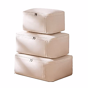 CRSUSUKJ Storage Bags,3 Pack Clothes Storage,Foldable Blanket Storage Bags with Reinforced Handle Thick Fabric for Organizing Bedroom,Clothing, Closet, Blankets, Bedding