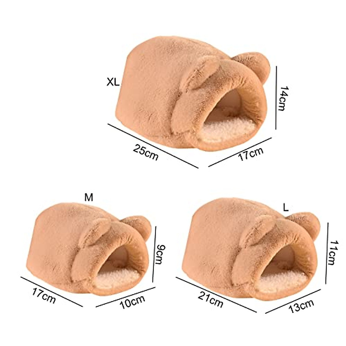 JENPECH Hamster House Cartoon Design - Warm Comfortable Semi-Closed Guinea Pig Hideout Hamster Accessories Hamster Bed for Rodent/Guinea Pig/Rat/Hedgehog Brown XL