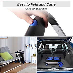 TRY & DO Multi Functional Collapsible Carts, Adjustable Utility Shopping Cart with Storage Basket, Rolling Swivel Wheels, 2-Layer Folding Trolley for Home, Supermarket, Black and Blue