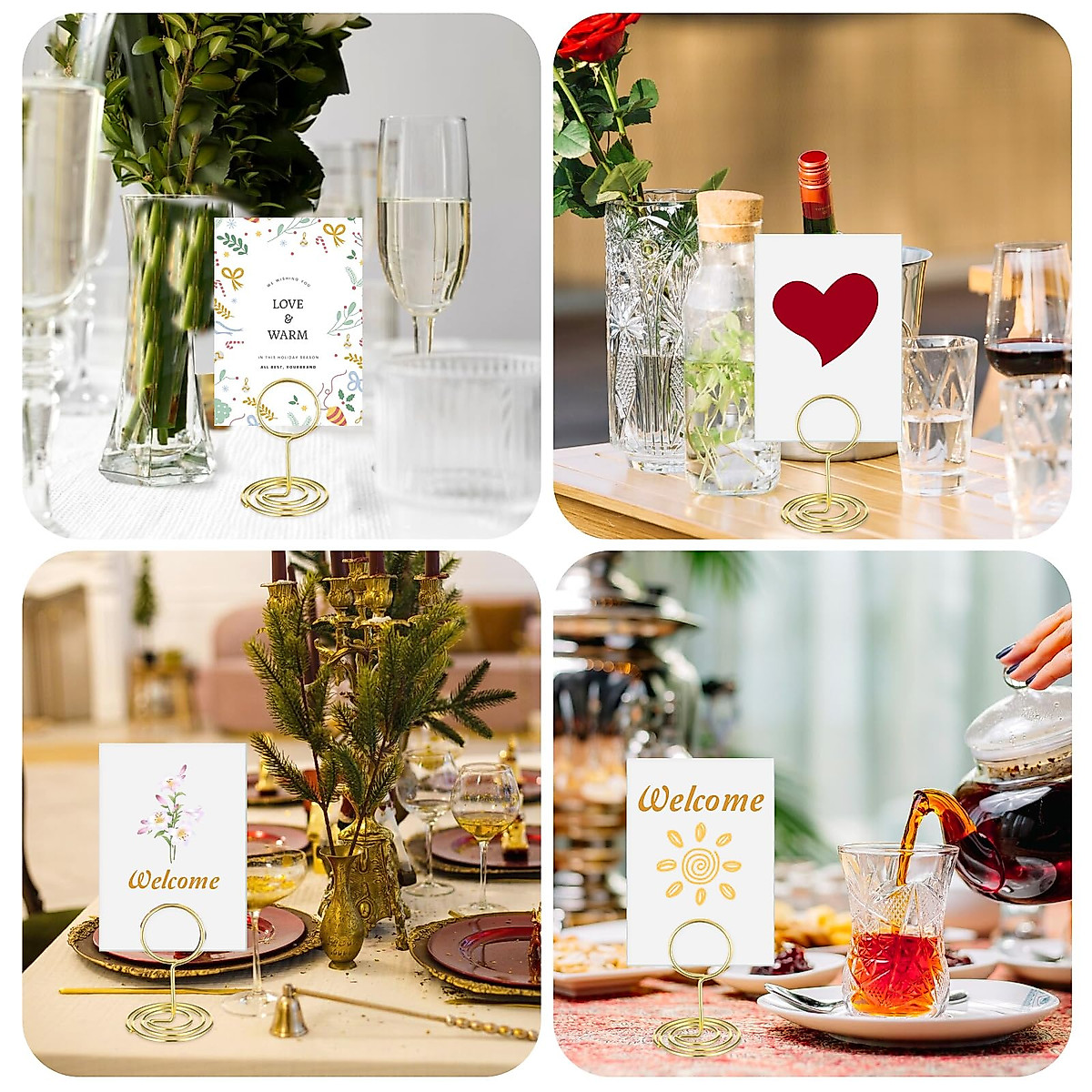30 Pcs Gold Place Card Holders Picture Holders for Tables Small Table Place Card Holders Table Number Holders Photo Holders Table Number Stands for Centerpieces Wedding Reception Party Restaurant