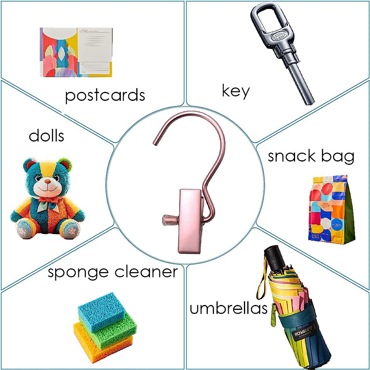 Koobay Laundry Hook Boot Clips Hanger Clothes Hanging Clips, Rose Gold Multi-Functional Socks Towel Clip Clothespins,Lightweight Home Travel Hangers for Closet Hanger Organizer Matte Process (20 Pack)