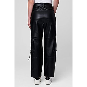 [BLANKNYC] Women's Vegan Black Leather Baxter Straight Leg Cargo Pants, Night Talk, 27 (US 4)