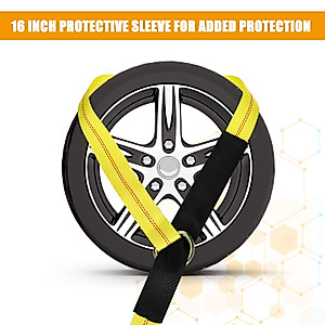 Windyun 12 Pack Tow Truck Straps Lasso Wheel Lift Straps Lasso Tow Strap with D Ring 11, 000 Lbs Break Strength Auto Tie Down Auto Hauler for Trailer Truck Tie