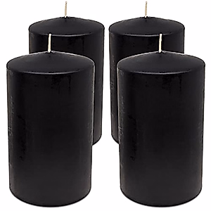 Hyoola Black Pillar Candles 2x4 Inch - 4 Pack Unscented Pillar Candles - European Made