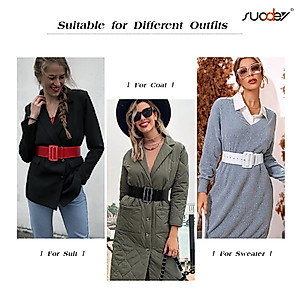 SUOSDEY Women Wide Patent Leather Belt Christmas Santa Claus Belt Fashion Square Buckle Waist Belt Cinch Belt for Dresses