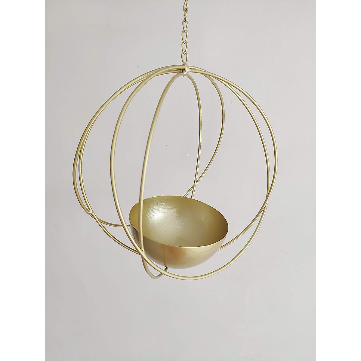 RISEON Boho Gold Metal Plant Hanger,Metal Geometric Hanging Planter, Modern Planter, Mid Century Air Plant Holder Stand, Minimalist Planter for Indoor Outdoor Home Wedding Decor