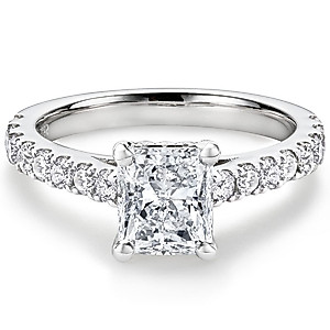 Sizeron Moissanite Engagement Rings 1.5 Ct Radiant Cut D Color VVS 18K White Gold Plated Sterling Silver For Women Size 6