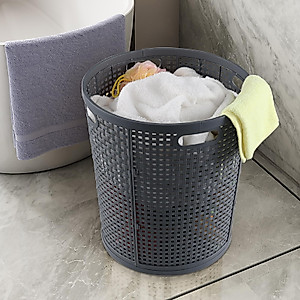 Sadstory Small Plastic Laundry Basket, 40 L Round Laundry Hamper, 2 Packs