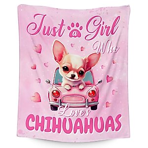UNIKITTY Chihuahua Blanket Gifts, Chihuahua Throw Blanket for Dog Lovers, 50"x60" Pink Blanket for Girls Dog Print Gifts, Kids Blankets for Bed Couch, Fleece Throw Blanket Girls Room Decor