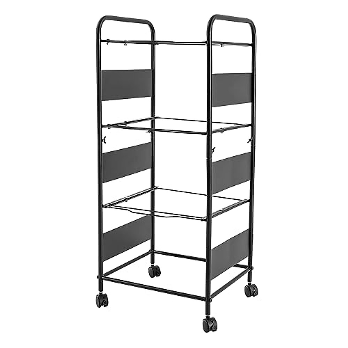 3 Tiers Metal Rolling File Carts with Wheels Hanging Files for Letter Size Movable Pull-Out File Folder Rack Drawer File Cabinet for Home Office