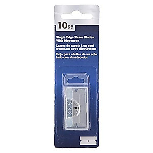 Edward Tools Utility Razor Blades 10 Pack with Dispenser - SK5 Alloy Steel Single Edge Razor Blade Refills for Standard Box Cutter and other Razor Blade Knives - Precison Blades