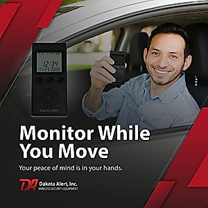 Wireless Driveway Alarm Portable Receiver PR-4000 - Compatible with Dakota Alert 4000 Transmitters | Battery-Powered Monitor Comes with USB Charger & Belt Clip, Driveway Alarms Wireless