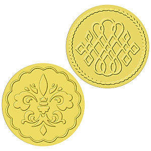 Zonon 100 Pieces Gold Embossed Wax Seals Foil Envelope Sticker Round Embossed Foil Seals Aluminum Foil Sticker Flower Pattern Certificate for Invitations Greeting Cards Party Wedding, 2 Styles