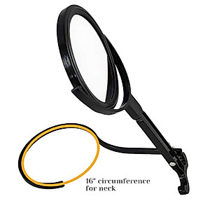Rucci Round Portable Lightweight 5x/1x Magnifying Neck Mirror Piano Black - 4.25" Diameter x 0.25" x 11"H, Black