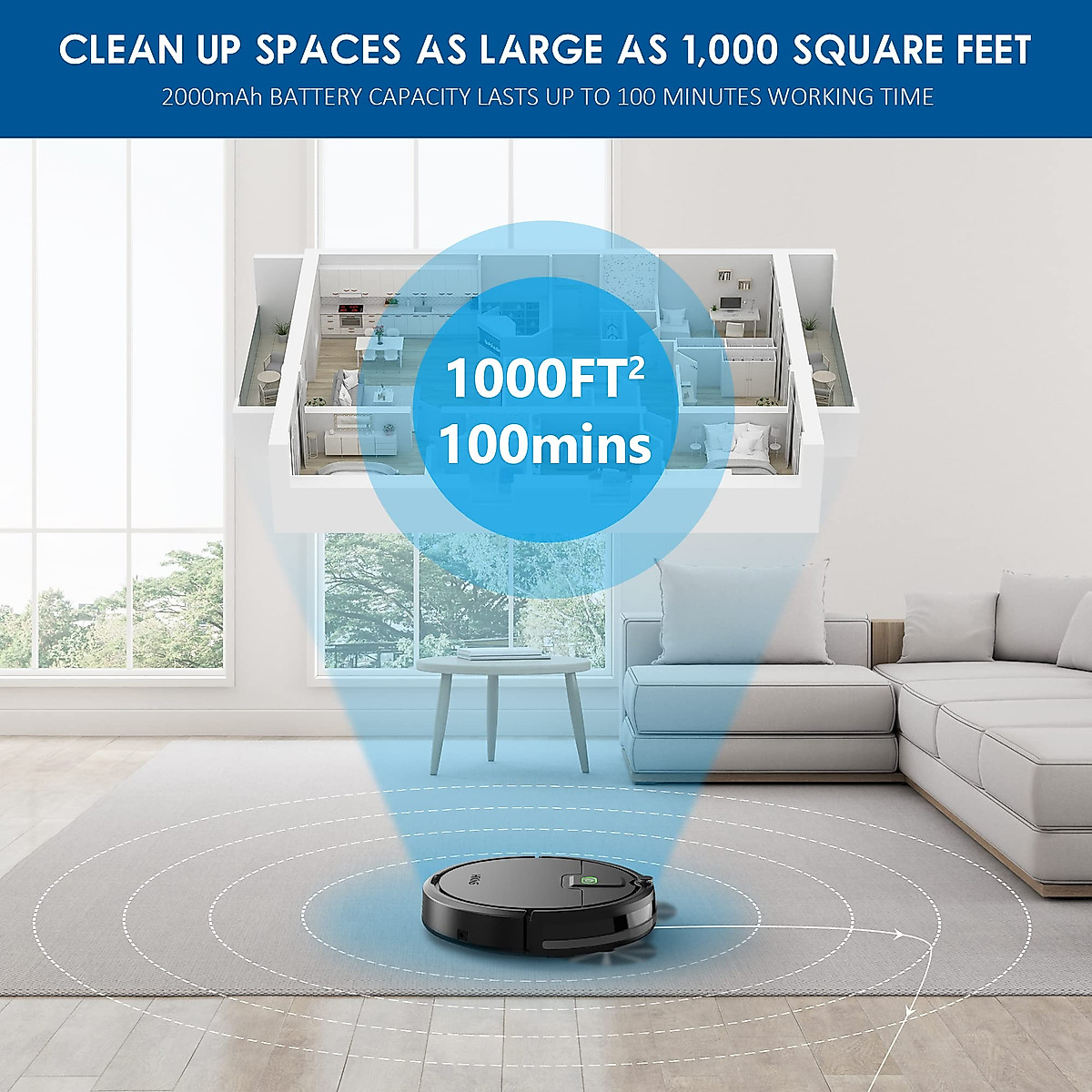 Automatic Self Charging Robotic Vacuum Cleaner, Super Thin Robot Vacuum Cleaner - Strong Suction, Quiet, Tangle Free, Daily Cleaning Robot Vacuum for Pet Hairs, Dust, Scrums, Hardwood Floors & Carpets