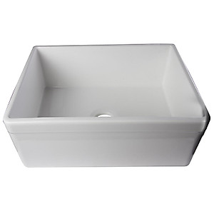 ALFI brand AB506-W 26-Inch Decorative Lip Single Bowl Fireclay Farmhouse Kitchen Sink, White