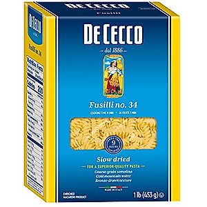 De Cecco Semolina Pasta, Fusilli No.34, 1 Pound (Pack of 5)