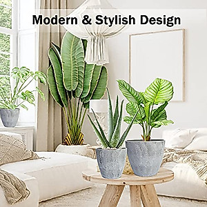 Plant Pots, 6pcs 7.5/6.5/5.8/5/4.2/3.6 Inch Planters Flower Pots with Drainage Hole, Modern Decorative Planter for Indoor Outdoor Plants, Succulents, Flowers & Cactus, Perfect for Home Bedroom Garden