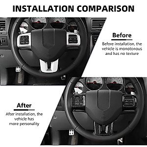 RAZPOY Steering Wheel Trim, Steering Wheel Cover Interior Decoration Accessories Compatible with 2009-2014 Dodge Challenger/Charger/War Horse/Durango//Dart/Journey Coolway 2013-2022 (Carbon Fiber)