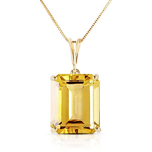 Galaxy Gold GG 14k Yellow Gold 18" Necklace with 6.5 Carats Natural Octagon-cut Citrine
