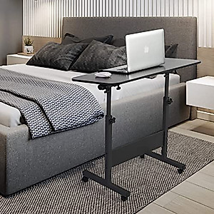 Height Adjustable Table with Reversible Home Office Desk Suitable for Mobile Small Space Portable Laptop Desk Suitable for Bedroom Bedside Office Living Room Sofa Furniture Size 15.7*31.5 In Black