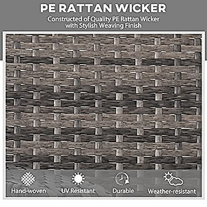 Outsunny Outdoor Wicker Rocking Chair w/Wide Seat, Thickened Cushion, Rattan Rocker with Steel Frame, High Weight Capacity for Patio, Garden, Backyard, Mixed Grey