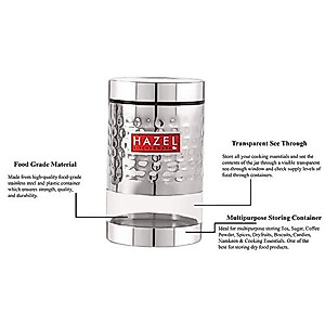 HAZEL Stainless Steel Hammered Finish Transparent Glossy See Through Container, Set of 6, 700 ML Each, Silver