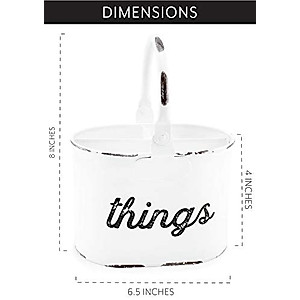 AuldHome Rustic White Enamelware Caddy, 4-Compartment Farmhouse Decor Organizer for Utensils, Pencils, and More Things