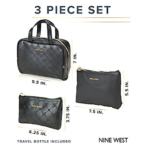 Nine West Women's Toiletries Bag - Travel Makeup and Toiletries Matching Accessories Set - Makeup Organizer Case Set, Size One Size, Black