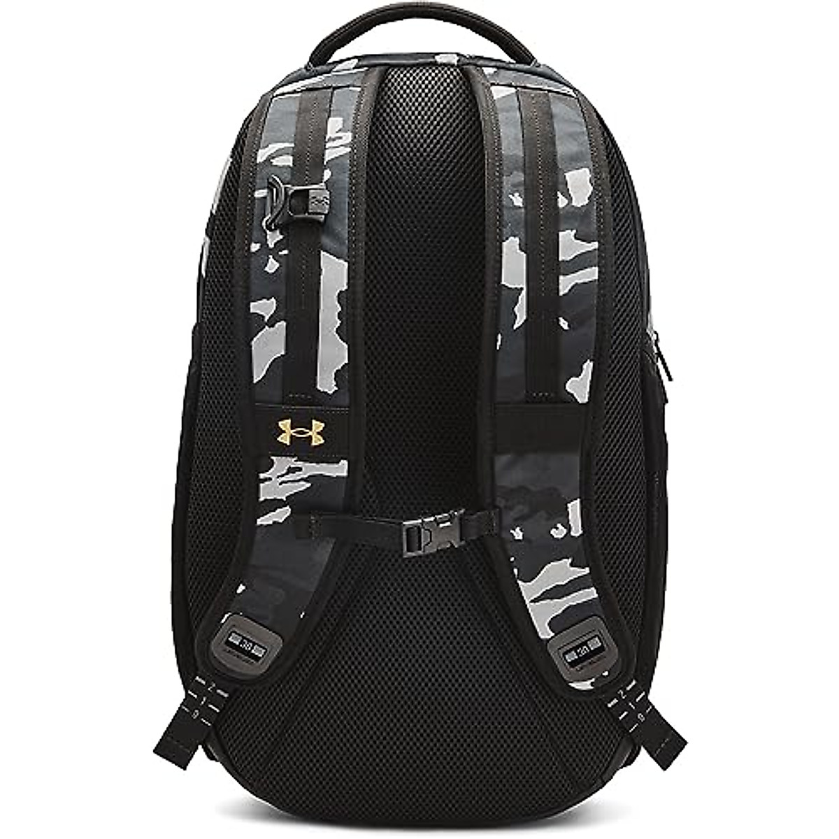 Under Armour Adult Hustle Pro Backpack , Black (002)/Metallic Gold , One Size Fits All