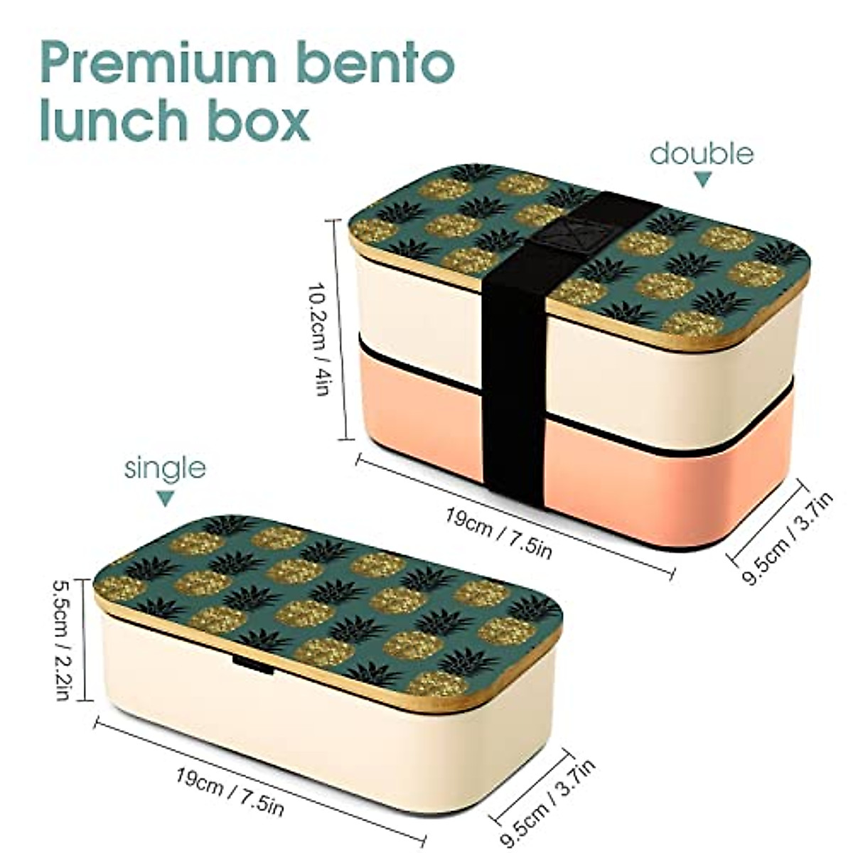 Pineapples Bento Lunch Box Leak-Proof Bento Box Food Containers with 2 Compartments for Offce Work Picnic Yellow-Style