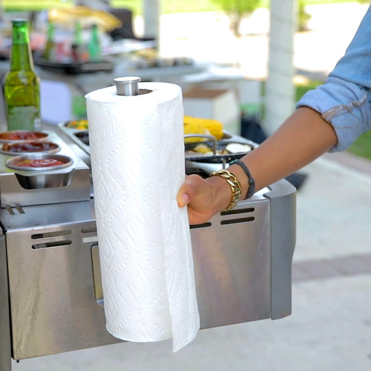 Yukon Glory Magnetic Paper Towel Holder for Refrigerator & Grill - Made of Durable Stainless Steel - The Paper Towel Holder Magnetic Mounting Makes it a Great Indoor & Outdoor Paper Towel Holder