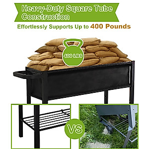 Fiwithy Raised Garden Bed with Legs for Outdoor Plants, Standing Elevated Planter Box Cart on Wheels for Vegetables Flower Herb Patio, Black