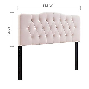 Modway Annabel Diamond Tufted Performance Velvet Full Headboard in Pink