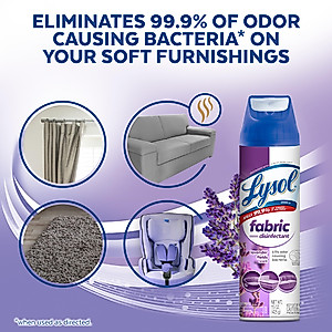 Lysol Fabric Disinfectant Spray, Sanitizing and Antibacterial Spray, For Disinfecting and Deodorizing Soft Furnishings, Lavender Fields 15 Fl. Oz (Pack of 3)