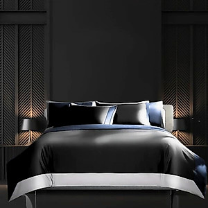 BEDLAM Duvet Cover Set 3pcs 100% Cotton 500 TC Sateen Duvet Cover & 2 Cotton Pillowcases, Grand Hotel Duvet Covers Luxury Duvet Cover Bedding Set (Space Grey, Full/Queen)