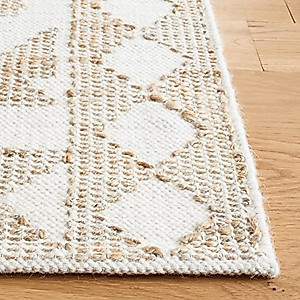 Safavieh Natural Fiber Collection Accent Rug - 3' x 5', Ivory & Natural, Handmade Rustic Farmhouse Boho Jute & Wool, Ideal for High Traffic Areas in Entryway, Living Room, Bedroom (NF512A)