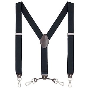 Suspenders for Men with Swivel Hooks and Adjustable Braces, Suitable for Heavy Duty, Big and Tall, Black (Black)