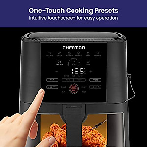CHEFMAN 5-Quart Digital Air Fryer with Temperature Probe, 8 Customizable Cooking Presets, Large Easy-View Window, Give Your Food an Extra Crispy Finish, Nonstick Dishwasher-Safe Basket & Tray, Black