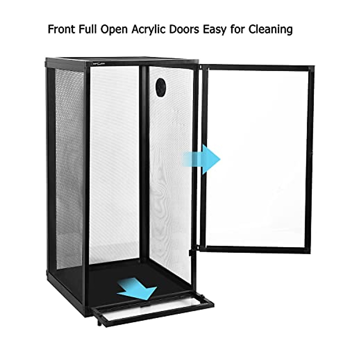 REPTI ZOO Foldable 50 Gallon Reptile Screen Cage, 18" x 18"x 36" Vertical Air Cage Mesh Screen Terrarium with Collapsible Net Side Panels and Acrylic Door, Front Opening Tank for Chameleon