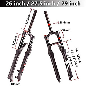 LvTu Magnesium Alloy Front Forks 26/27.5/29 inch, Air Pressure Suspension Fork Travel 120mm Accessories (Color : Green- Remote Lockout, Size : 29 inches)