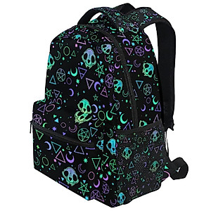 MNSRUU School Backpack Magic Skulls College Knapsack Laptop Rucksack Business Travel Computer Bookbags for Adult Teen One Size