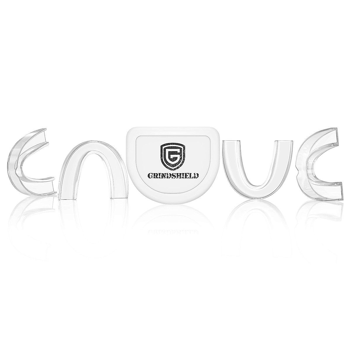 GRINDSHIELD Grinding Mouth Guard - Custom Fit, Trimmable - 4 Mouth Guards for Grinding Teeth & Case – Nightguard for Teeth Grinding, Night Guard, Dental Guard, Clenching Mouthguard